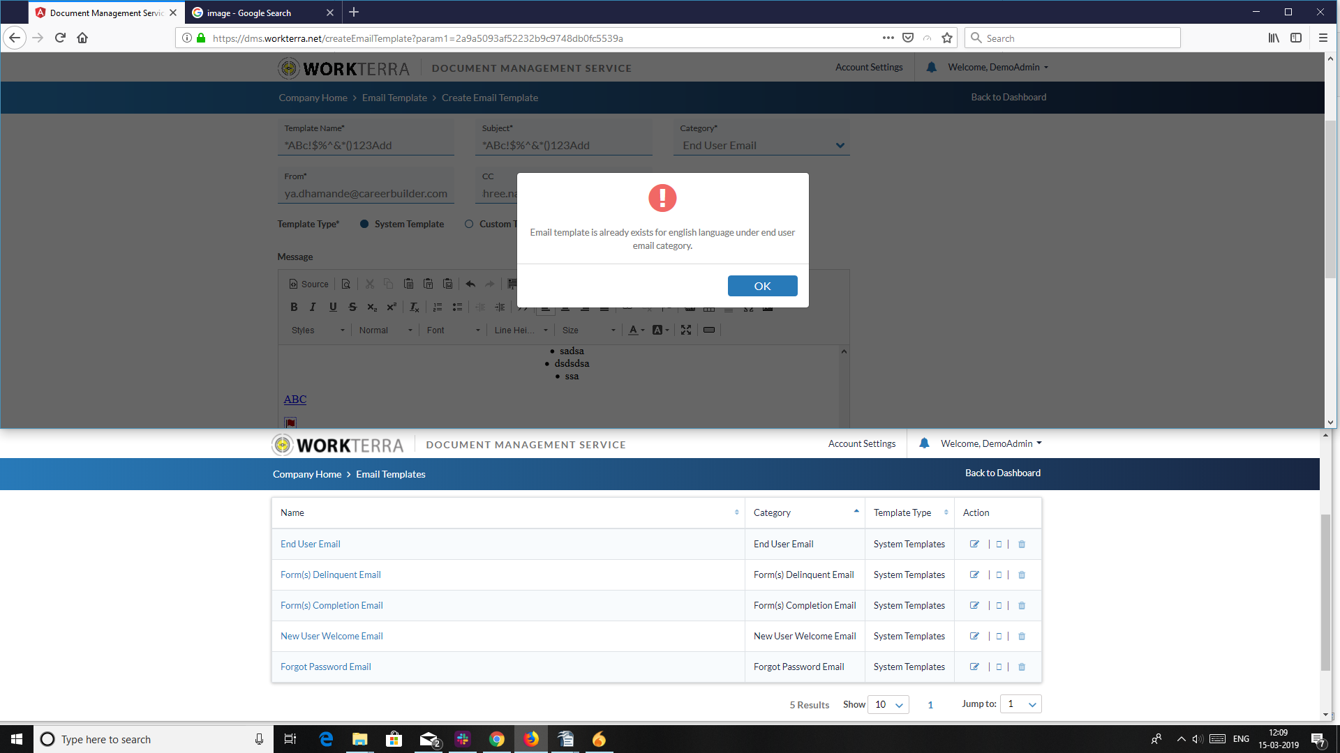 Dms 956 Dms Add Email Template Unable To Create Template When Multiple Components Are